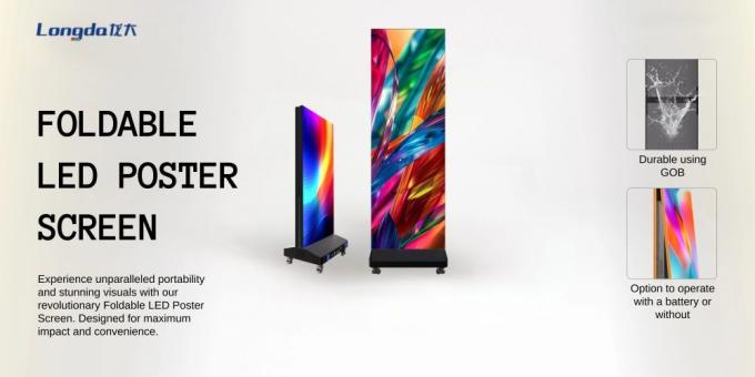 HD P1.86 Foldable LED Poster Screen Advertising Video Player Light Up ...