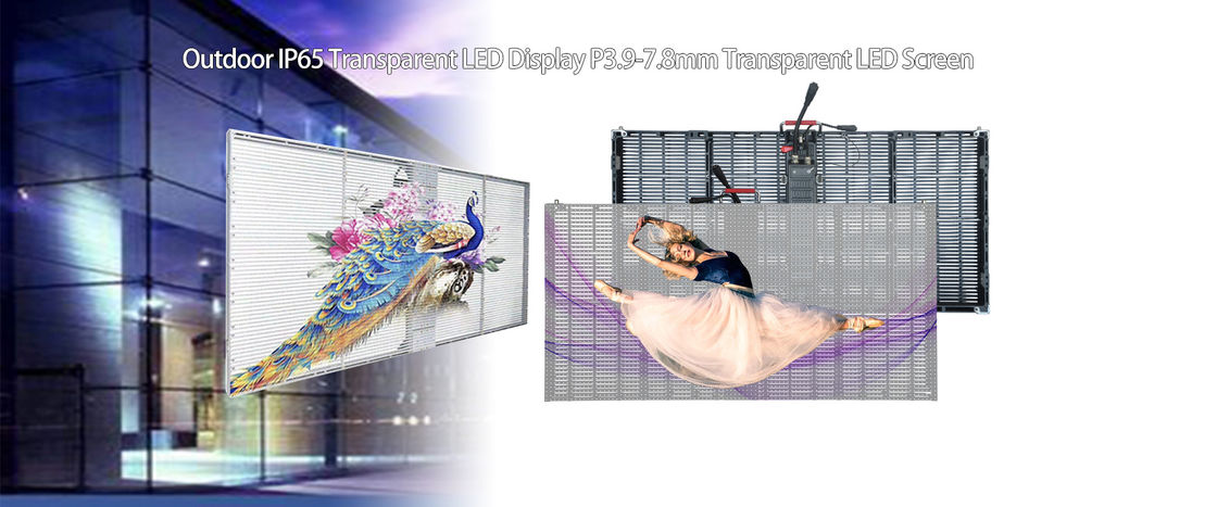 P10.4mm 50*12.5cm Transparent Glass LED Screen Grid Window Display ...